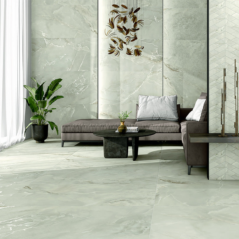 Prestige Silk Onyx Effect Light Green Matt Finish – TileZone
