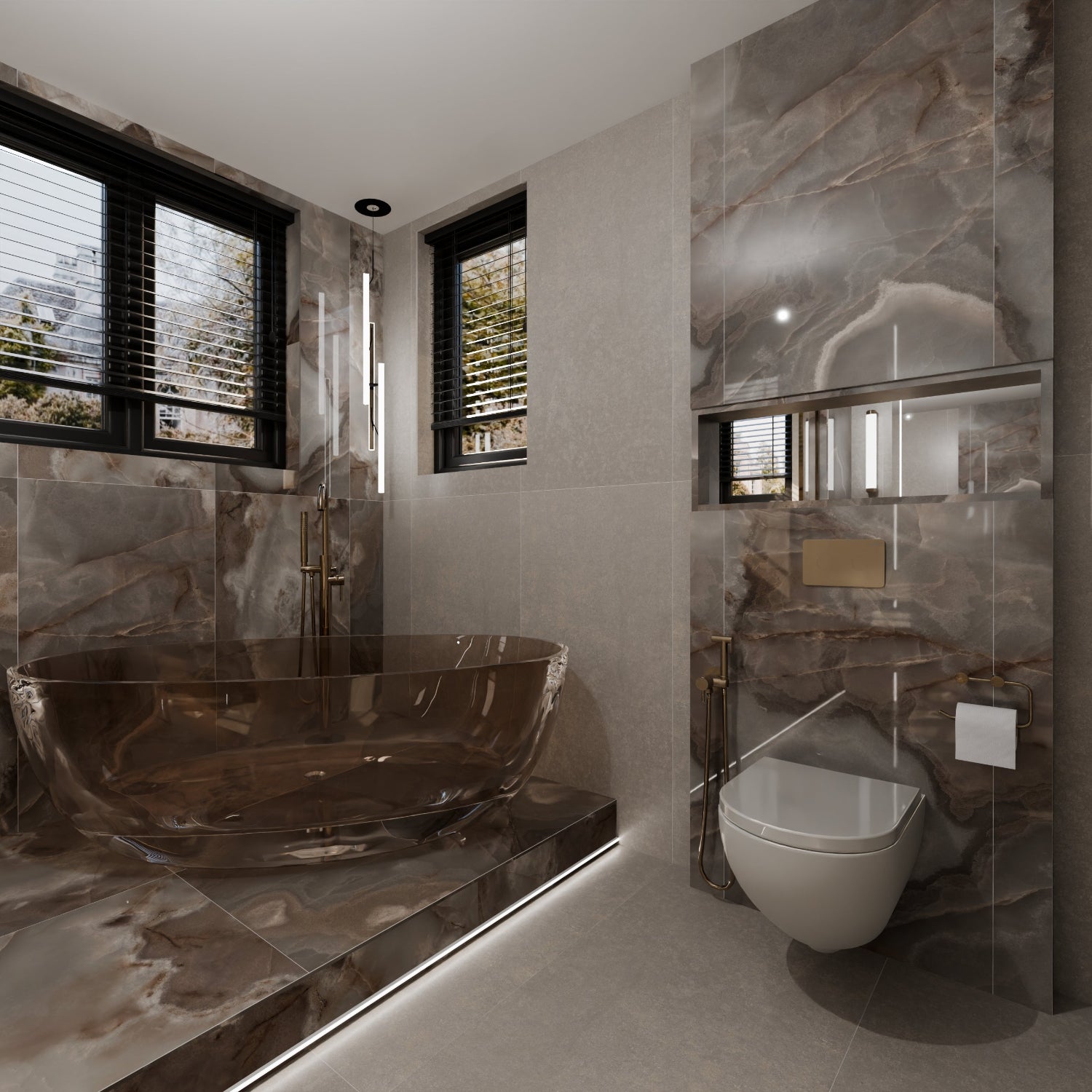Reve Choco Onyx Effect Polished Porcelain 600x1200 Tile – TileZone